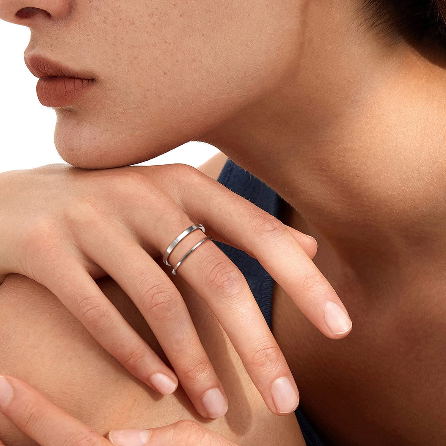 Diamday Simple Stackable Rings for Women Men 316L Stainless Steel Wedding Band High Polish Plain Thumb Promise Statement Rings Pack Size 7
