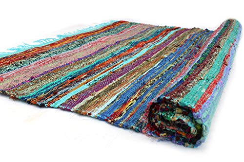Handmade Braided Chindi Rug, Rag Rug, Area Rug, Carpet Rug, 3x5 Foot, 4x6 Foot, 5x7 Foot, Multi Color Rug (3x5 Ft (36x60 Inch))