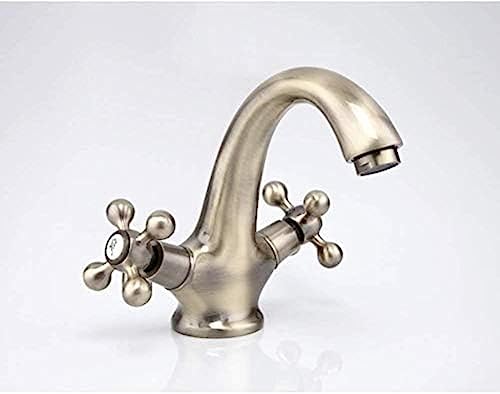 ItoNc Kitchen Taps Kitchen Tap Kitchen Tap Retro Style Antique Bathroom Faucet Bronze Brushed Sink Hot and Cold Water Tap Bath Basin Sink Mixer Double Handle,Kitchen faucets