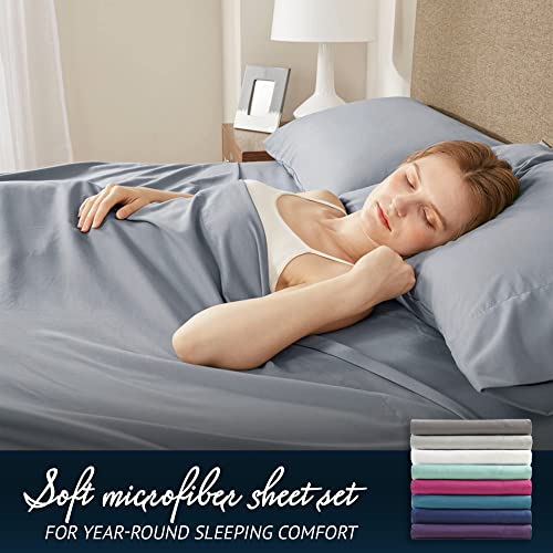 Comfort Spaces CS20-0116 Microfiber Set 14" Deep Pocket, Wrinkle Resistant All Around Elastic-Year-Round Cozy Bedding Sheet, Matching Pillow Cases, Twin, Aqua