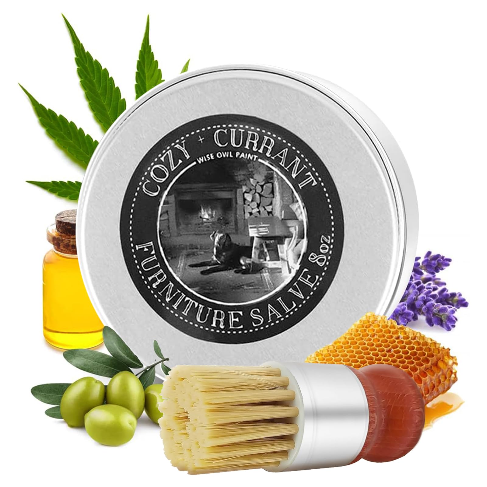 Furniture Salve for Leather, Original Leathers Recoloring Balm Wood Cleaner with Boar Bristle Brush Kit, 4oz Couch Paint Scratch Repair Conditioner Remover for Shoe Polish Couches Leathers Cleaning…