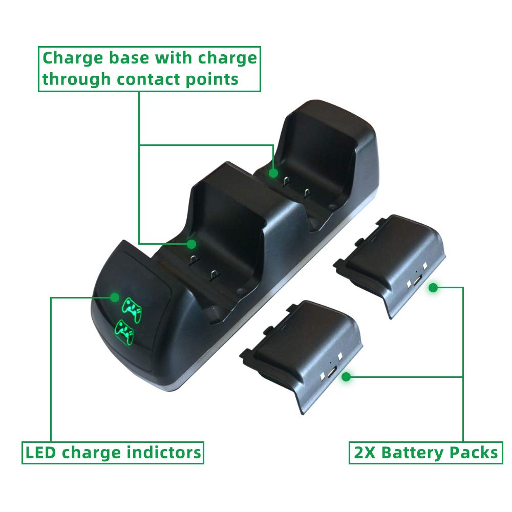 Controller Controller Charger for Xbox, Rechargeable for Xbox Charging Station with 2pcs 1200mAh Rechargeable