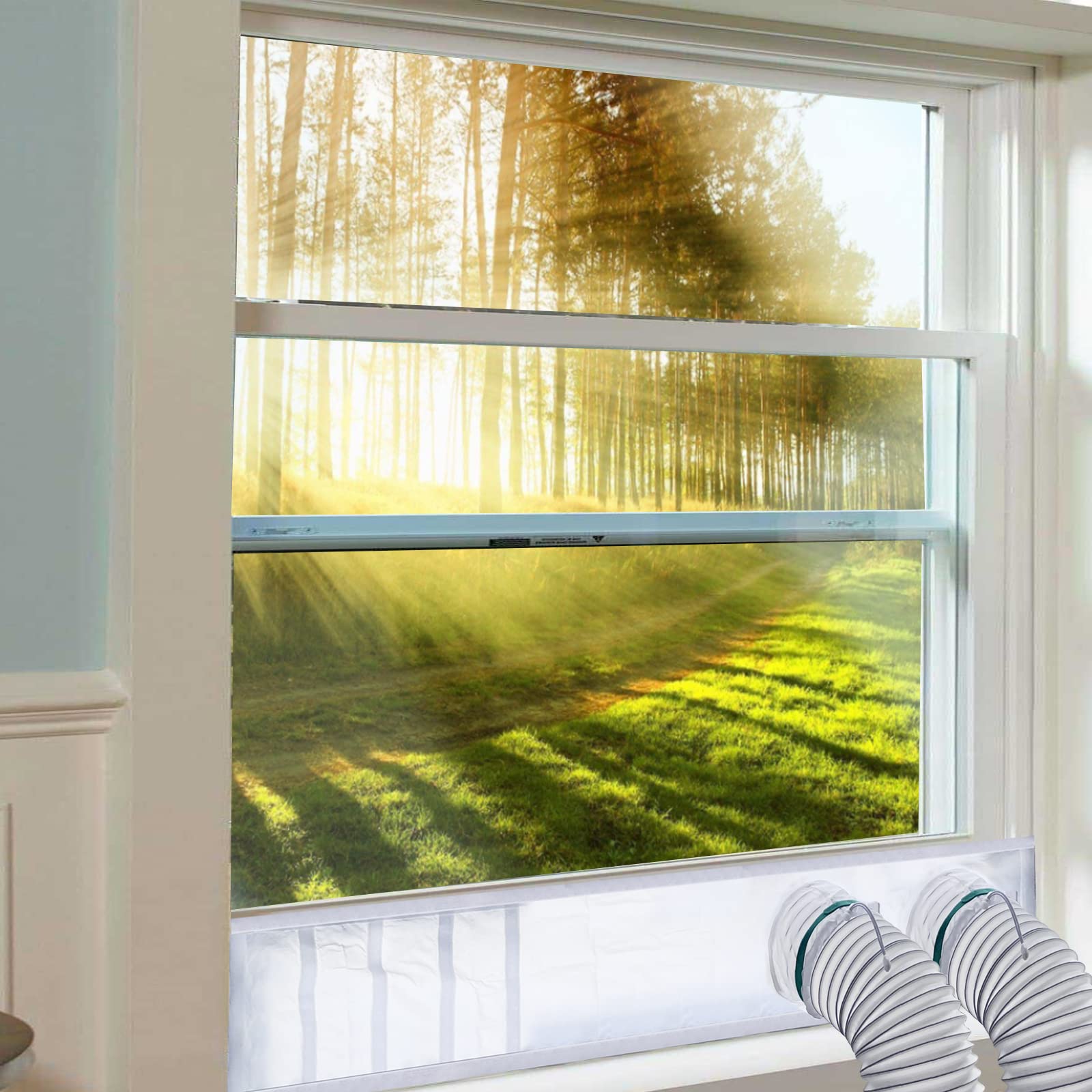 Federedevo Window Seal for Portable Dual-hose Air Conditioners, 25 * 102~162cm 100% Sealing Effect AC Window Seal Vent Kit