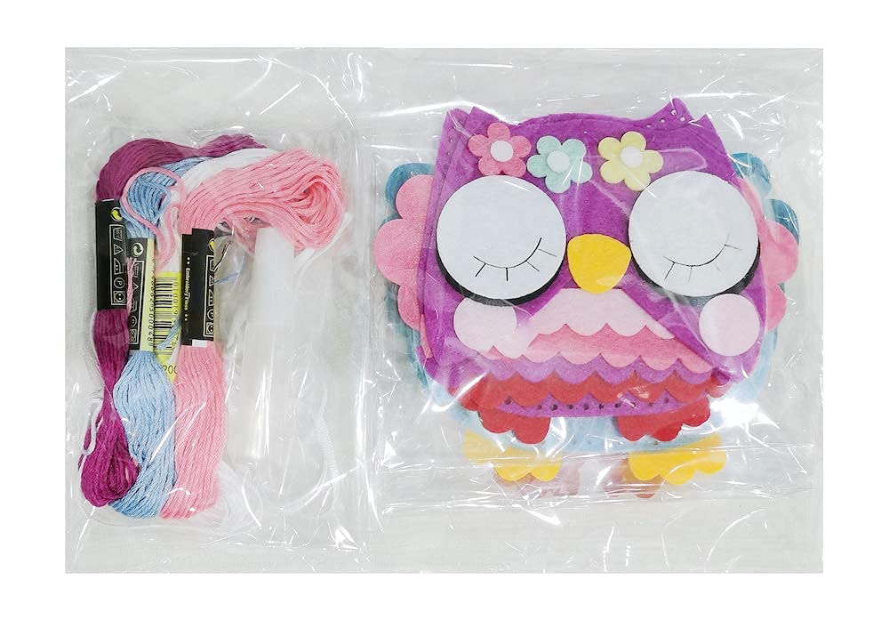 MOVEBO Sewing Kit for Kids, Owl Animal Toy Felt DIY Crafts Pack of 4 Felt Toy Sewing Crafts Kits for Kids Age 5-10 Years
