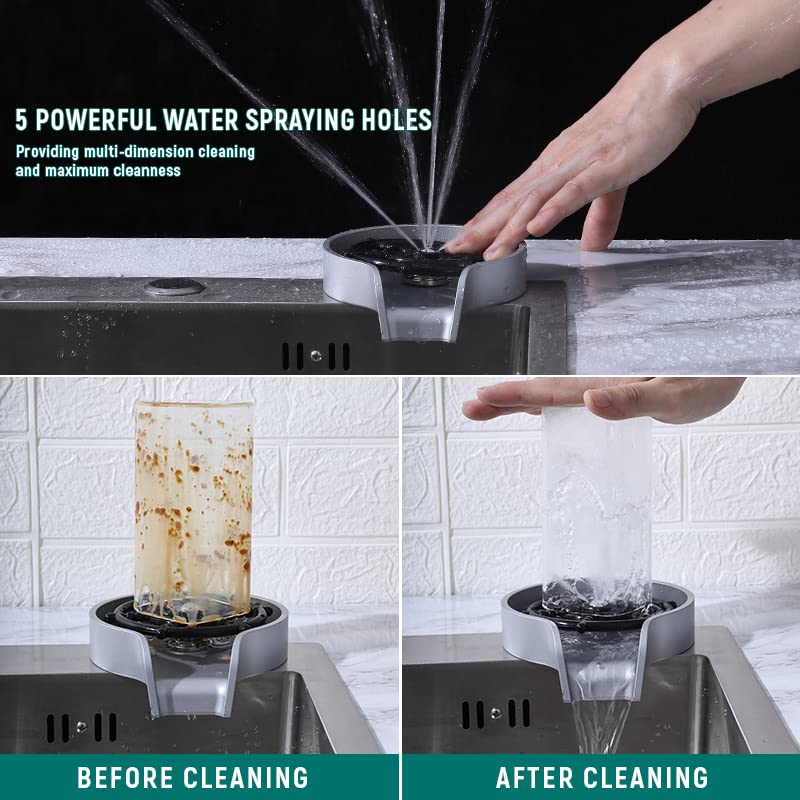 Glass Rinser for Kitchen Sink Glass Cup Washer Cleaner Kitchen Sinks,Cup Baby Bottles Washer Cleaner,Kitchen Sink Accessories,Wet Bar Glass Rinser