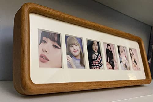 Solid Wood Collage Picture Frame Multi Openings Photo Frame 4x12 / 4x16 Matted to 1.5x2.5 for Wall and Tabletop Display (6 Opening Walnut)