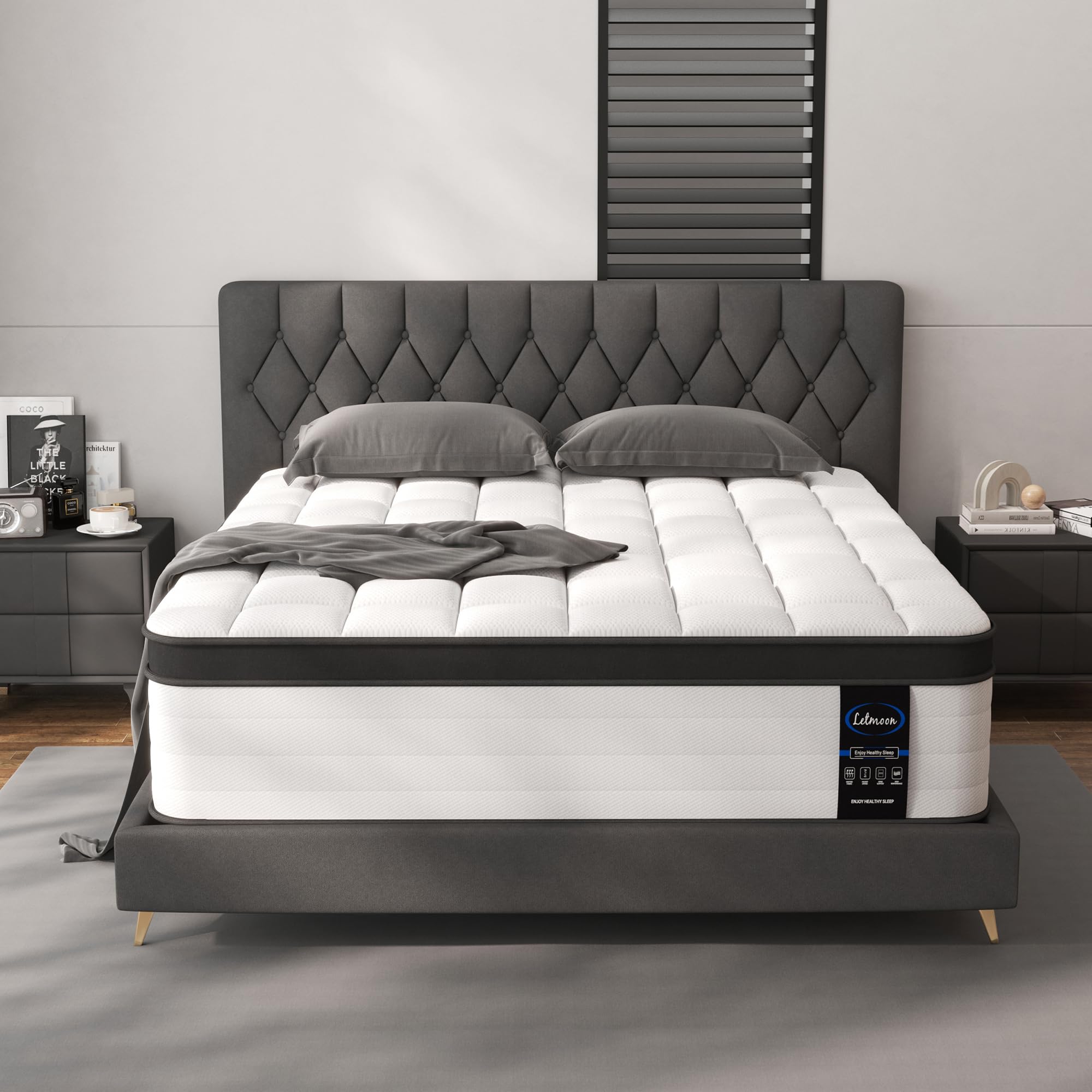 LETMOON Full Size Mattress, 12 Inch Hybrid Full Mattress, Medium Firm Mattress with Memory Foam and Pocket Springs, 3 Coils Strong Edge Support, Pressure Relief, Bed in Box