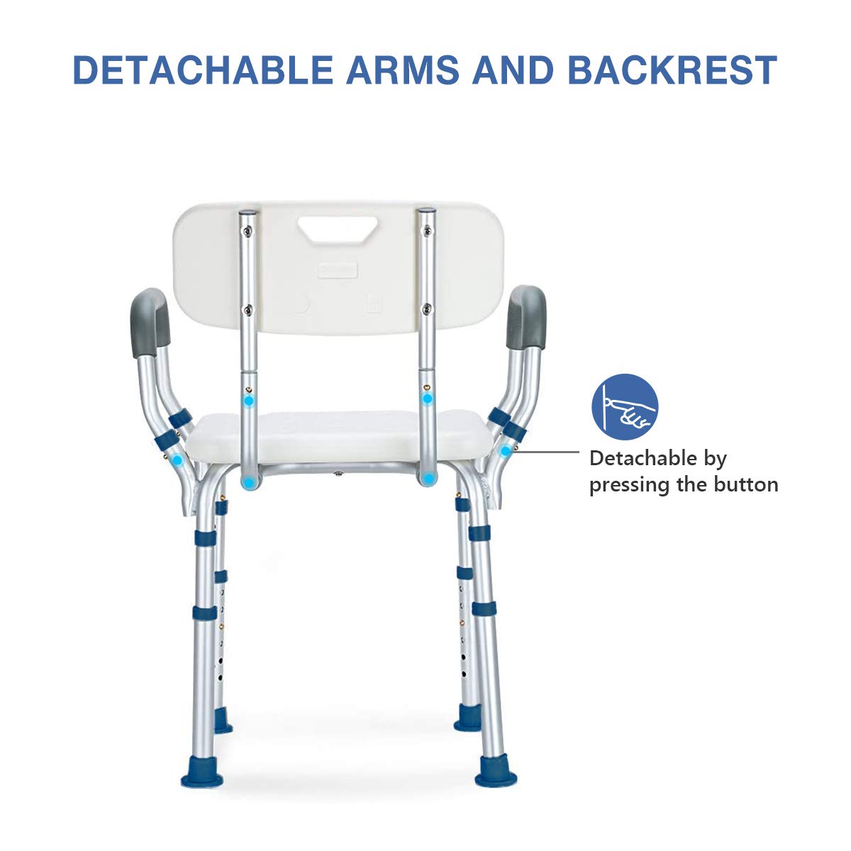 ππ«πππ§ππ‘π’ππ Narrow Shower Chair for Inside Tub, Small Bathtub Chair with Arms and Back Removable, Shower Chair for Elderly and Disabled, Sturdy & Height Adjustable & Cutout Seat, 300lbs