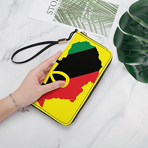 FunnyStar Ankh African Women's Long RFID Hand Wallet Wristlet Clutch Purse PU Leather Handbag with Wrist Strap