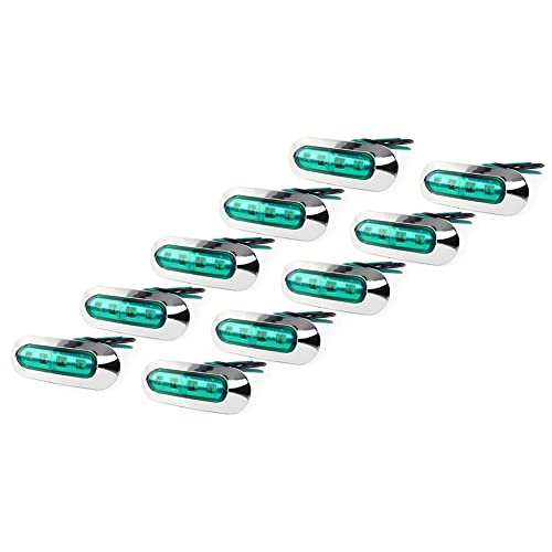 Lirun Motorcycle 10 Pcs Universal 4 LED Side Marker Clearance Light Green Lens For Truck Trailer Pickup SUV Caravan