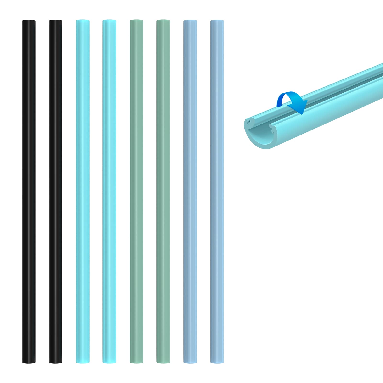 HAPPY CREATE 8 Pcs Reusable Silicone Premium Softy Drinking Straws in Snap Straw-Openable Design Hot and Cold Compatible(4 colors)