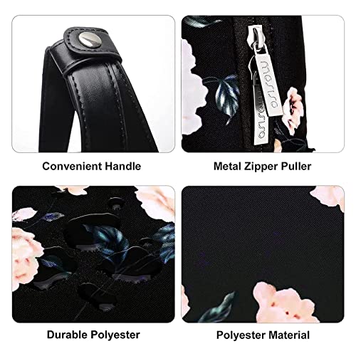 MOSISO Laptop Tote Bag Compatible with MacBook Air 15 M2 A2941 2023/Pro 16 2023-2019 M2 A2780 M1 A2485 A2141, 15-15.6 inch Notebook, Camellia Travel Work Briefcase with Front Pocket & PUÂ Handle, Black