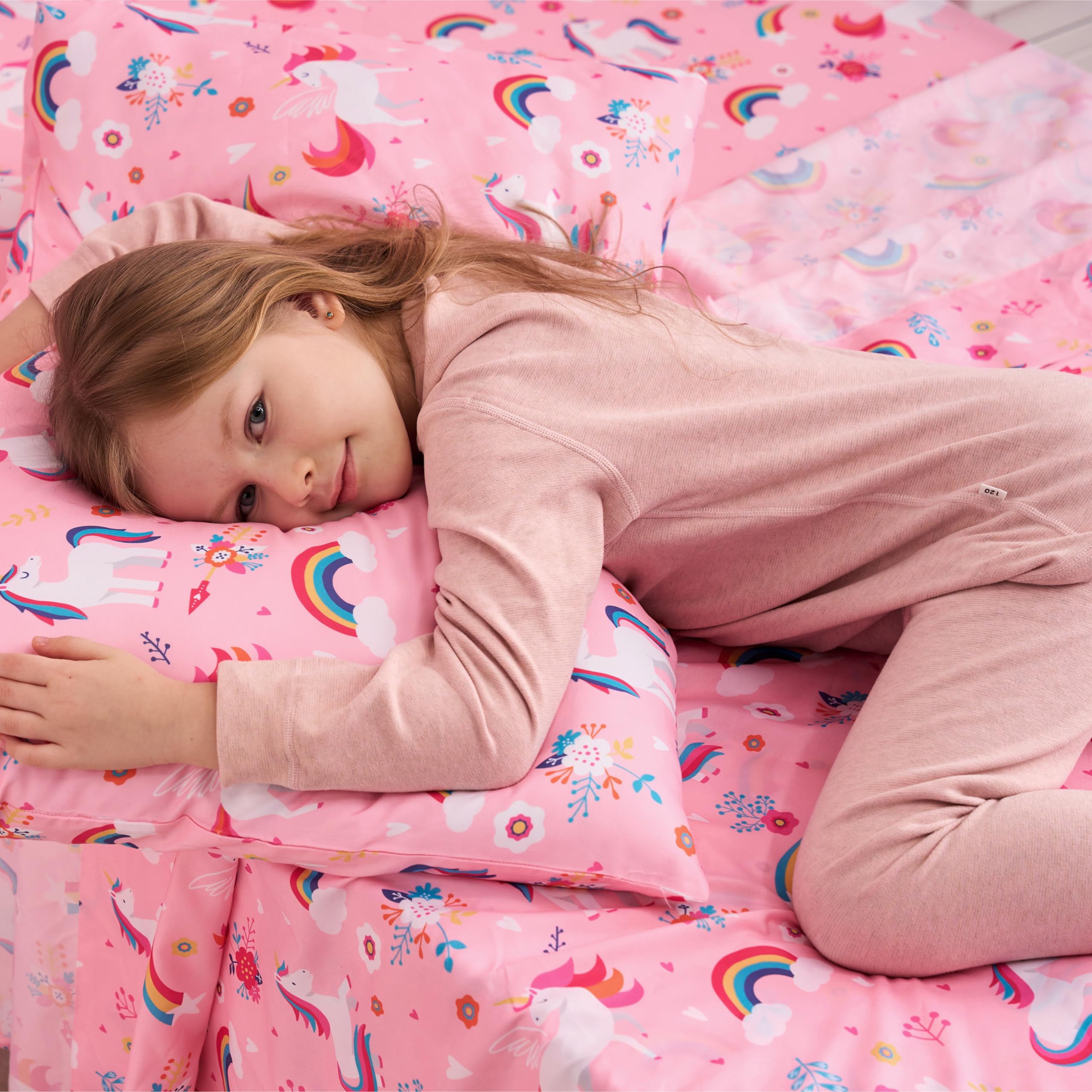 Joiedomi Kids Twin Sheet Set Unicorn - 3 Piece Soft Microfiber Bed Sheets - Deep Pocket Wrinkle Free - Cozy Toddler Bedding Set - Fade Resistant Breathable for Boys Girls Teens