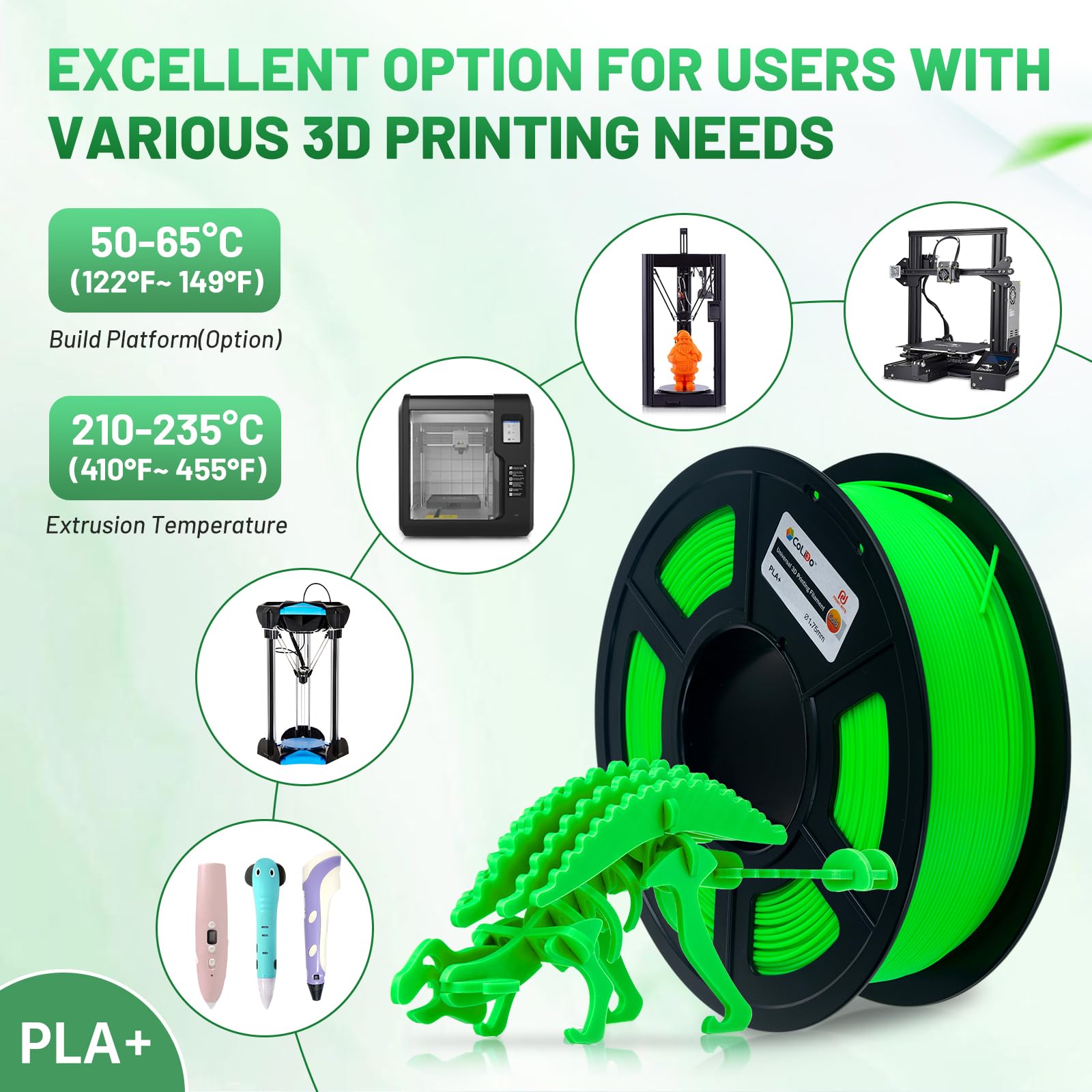 COLIDO 3D Printer Filament PLA Plus, PLA + Filament 1.75mm PLA+ Printer Filament PLA PRO Toughness Enhanced, 1kg Spool (2.2lbs), Dimensional Accuracy +/- 0.02mm, Fit Most FDM Printer(Purple,1-Pack)