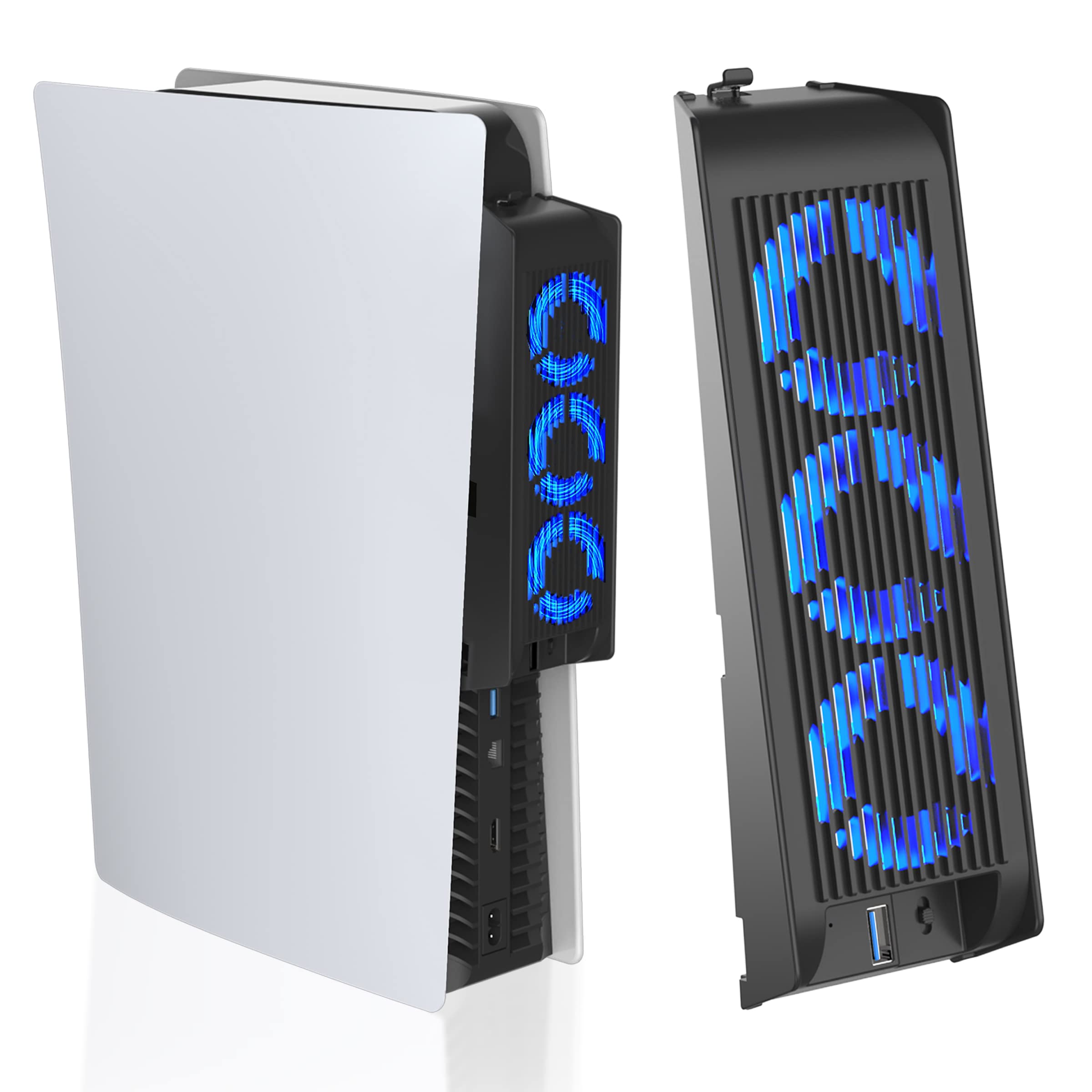 Cooling Fan for PS5 Accessories, Temperature Cooler Fan USB External 3 Fan for Sony Playstation 5 Upgraded Quiet Cooler Fan Console playstation 5 host accessories Cooling 3 Cooler Fans with LED Light