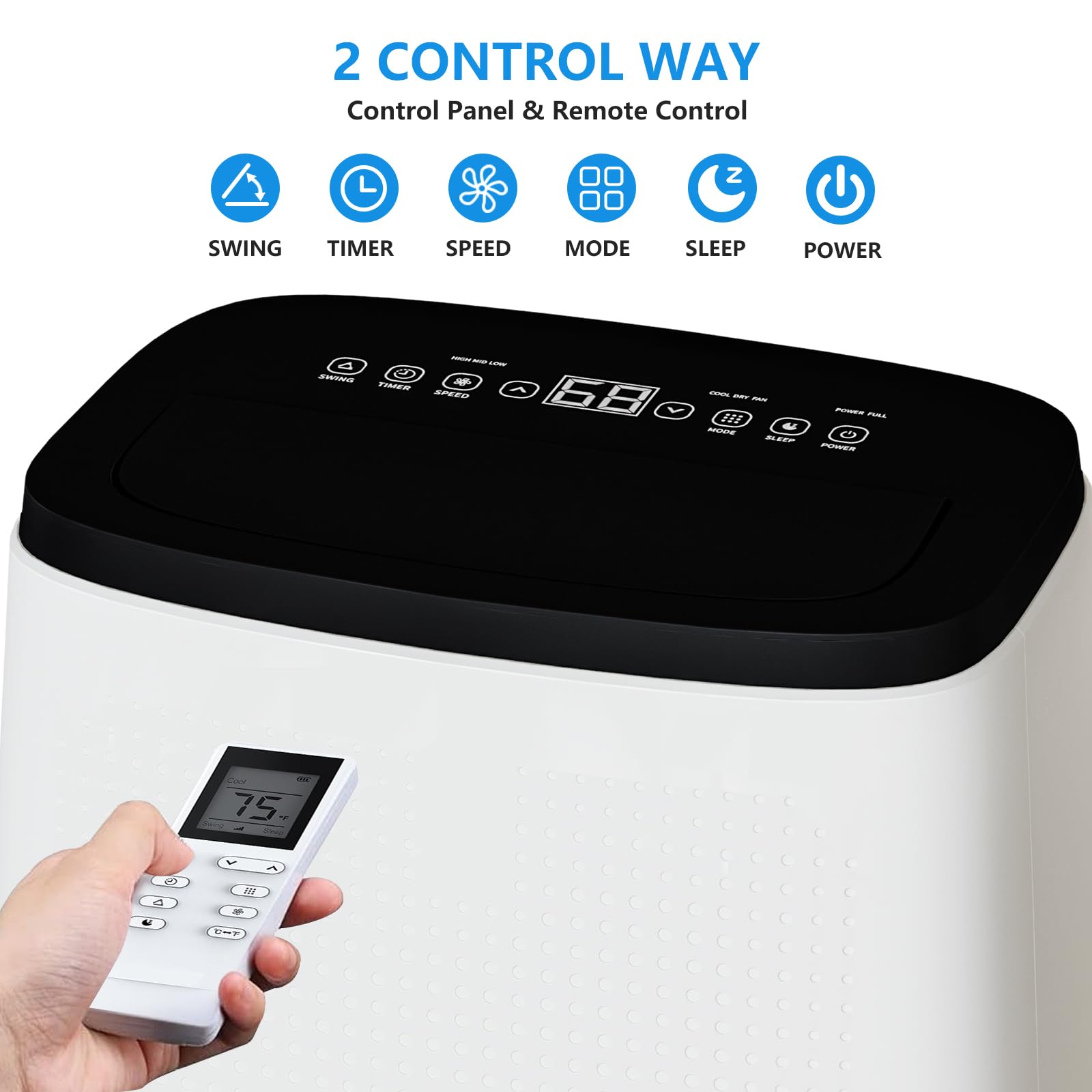 GAOMON Portable Air Conditioners, 14,000btus Portable AC for Room up to 700 Sq. Ft. with Remote Control, 24H Timer, 4-in-1 Air Conditioner with Cool, Fan and Dehumidifier