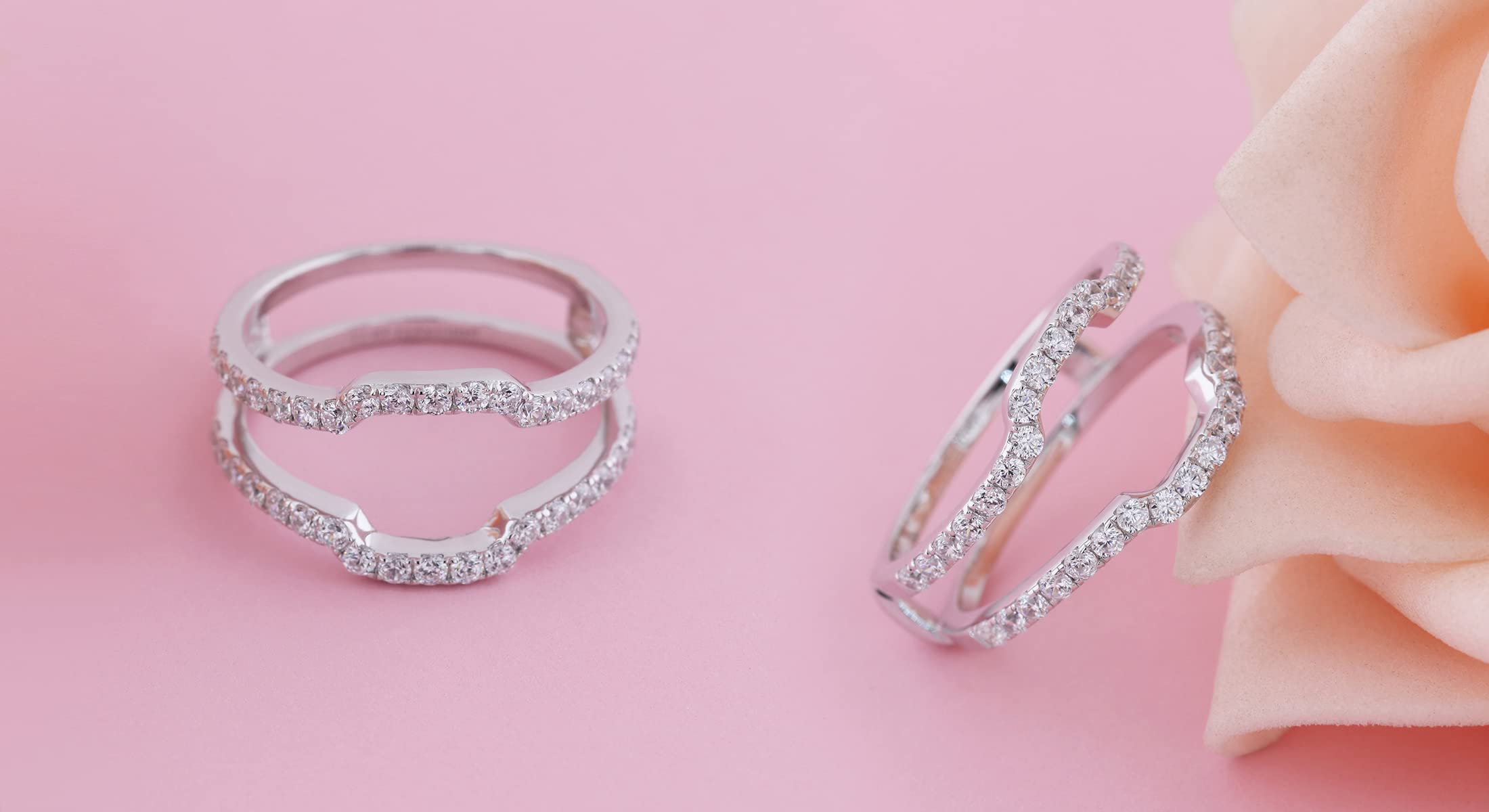 Dazzlingrock Collection Cubic Zirconia Wedding Enhancer Ring Guard Ring for Women (0.75 ctw, White, Clarity Clean) in 925 Sterling Silver Size 7