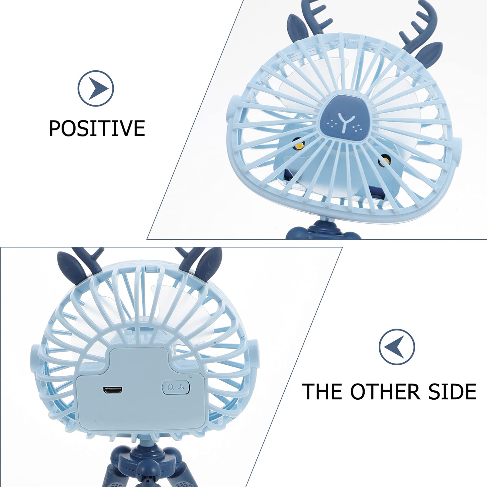 FARUTA Stroller Fan Handheld Personal Portable Fan Silent USB Desk Fan with Flexible Tripod for Stroller Student Bed Desk Bike Crib Car Rides Blue