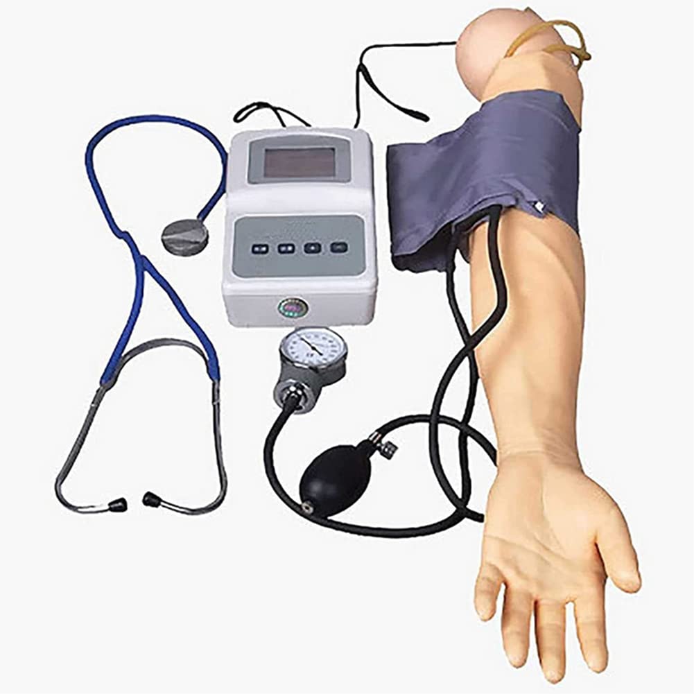 GHDE&MD Life Size Blood Pressure Training Arm Simulator Model with Korotkoff Gap Sound Blood Pressure Cuff Stethoscope LCD Display Model for Basic Nursing Training Skills Mannequin Manikins