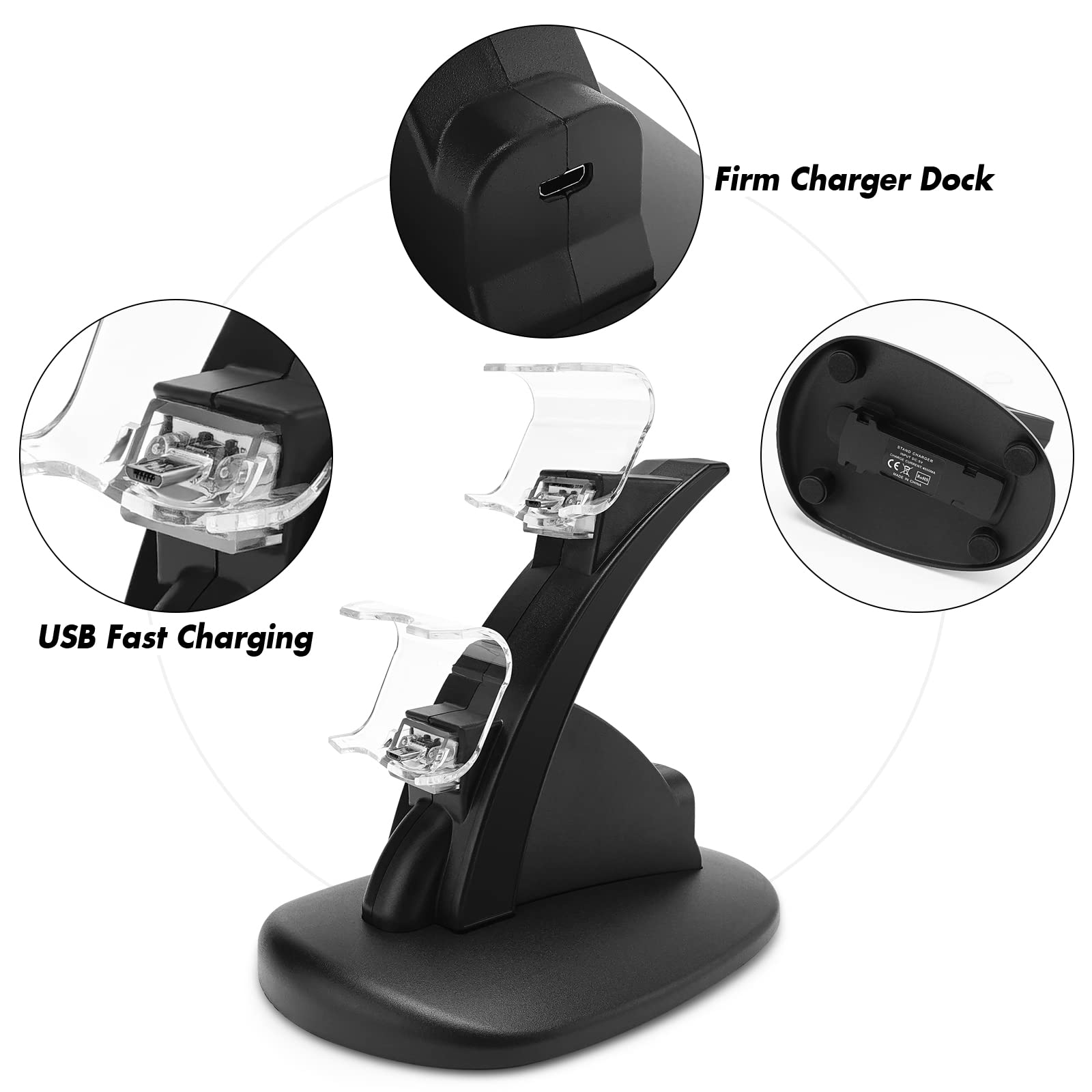 Controller Charger for Playstation4 Regular Slim Pro, SUNKY LED Gaming Console Charging Stand USB Dock Station Mount Cradle for PS4
