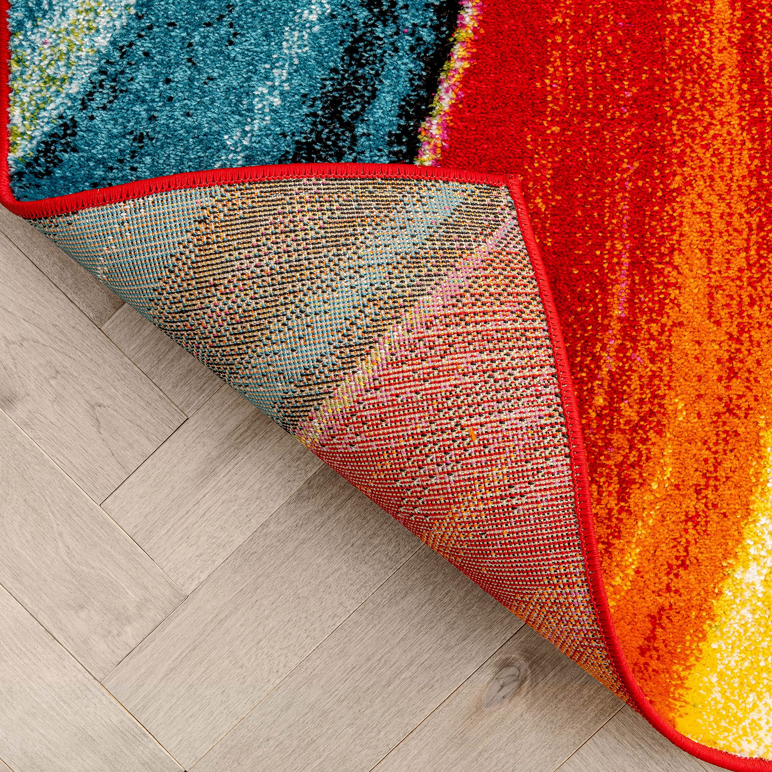 Treehouse Bohemian Patchwork Multi Pink Red Yellow Blue Orange Green Black Oriental Damask (5'3" x 7'3") Area Rug Thick Soft Plush Shed Free Easy Clean Stain Resistant