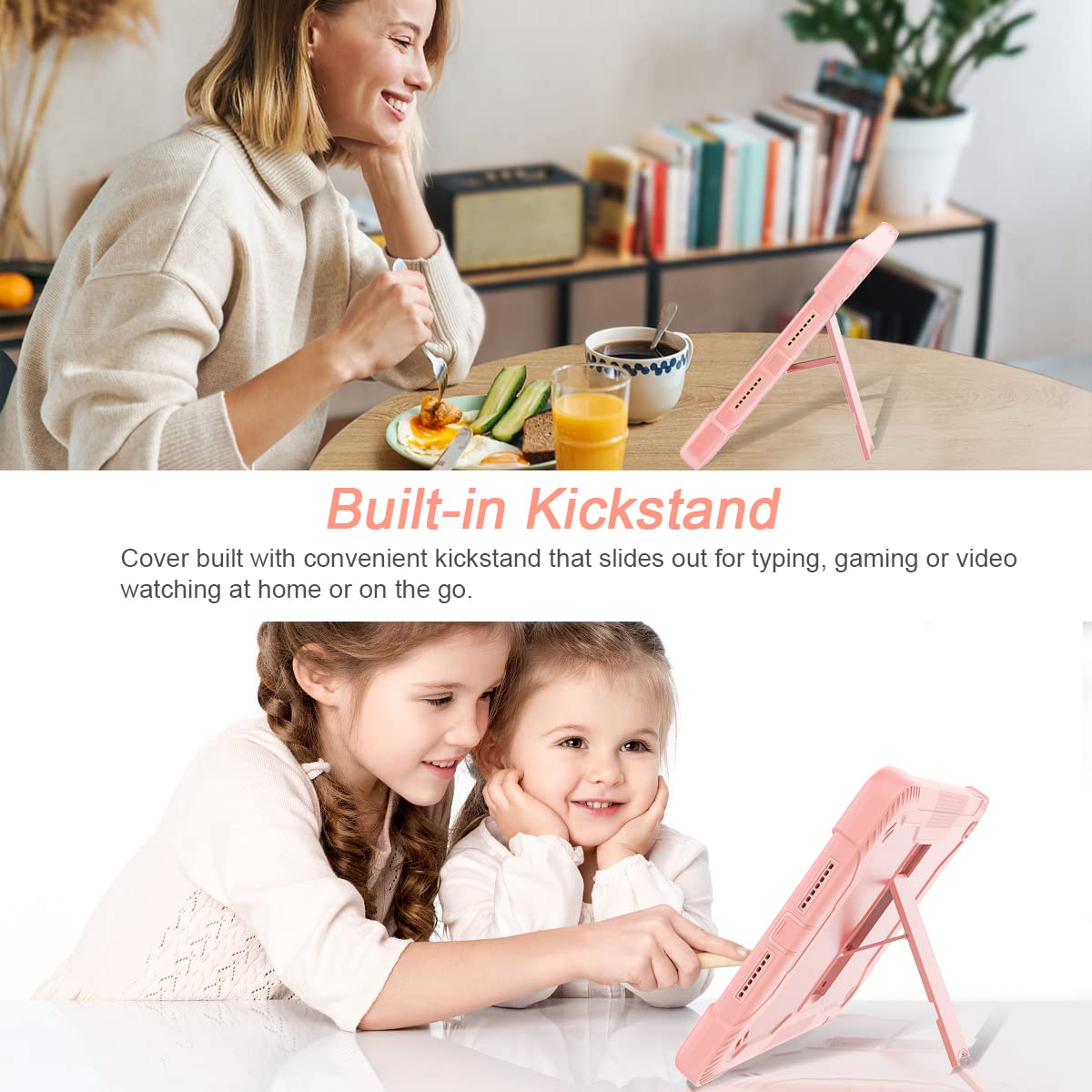 Fingic Case for iPad 10.2 (2021/2020/2019)- iPad 9th/8th/7th Generation Case Hybrid Hard PC Soft Silicone Full Body Heavy Duty Rugged Protective Case with Kickstand for iPad 10.2 inch 2021/2020/ 2019