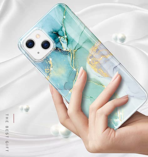 luolnh Gold Glitter Sparkle Case Compatible with iPhone 13 Mini Case Marble Design Shockproof Slim Soft Silicone TPU Bumper Cover Phone Case for iPhone 13 Mini 5.4 Inch 2021-Abstract Mint
