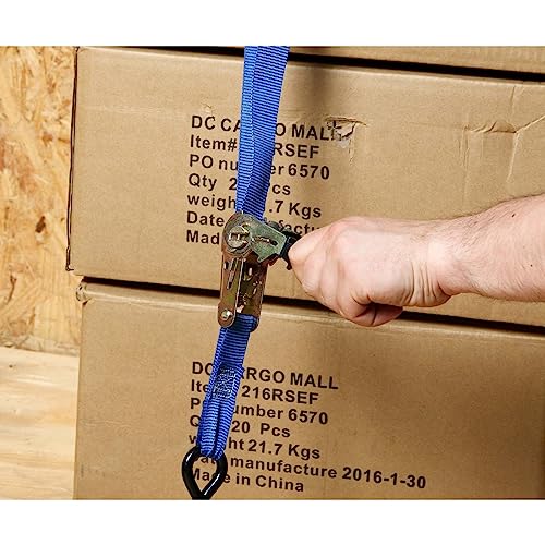 DC Cargo Ratchet Straps 4 Pack 1" x 15' - Tie Down Ratchet Straps Heavy Duty Tie-Downs w/Durable Polyester and Vinyl-Coated S Hooks | Tie Down Cargo Securely in Trucks Trailer, Motorcycle, Kayak