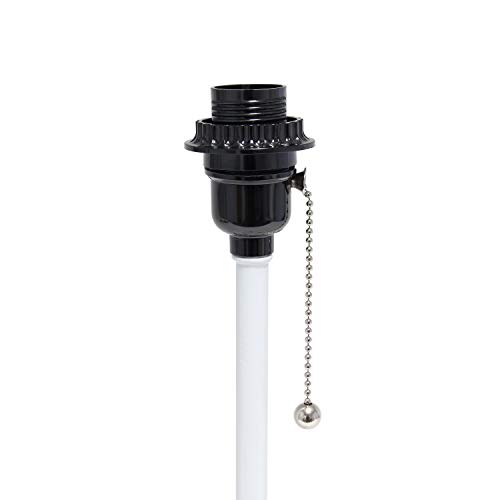 Limelights LT2044-POW Stick USB Charging Port and Fabric Shade Table Lamp, White/Light Pink,8.5 x 8.5 x 19.5