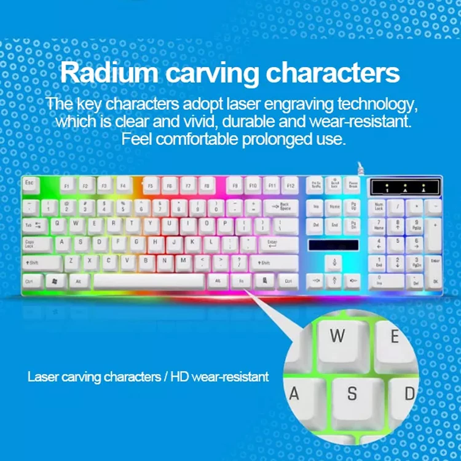 EXHNLE Gaming Keyboard and Backlit Mouse, Wired Gaming Keyboard 104 Keys, USB Wired Backlit Keyboard, for PC Computer Gamer (Color : Black)