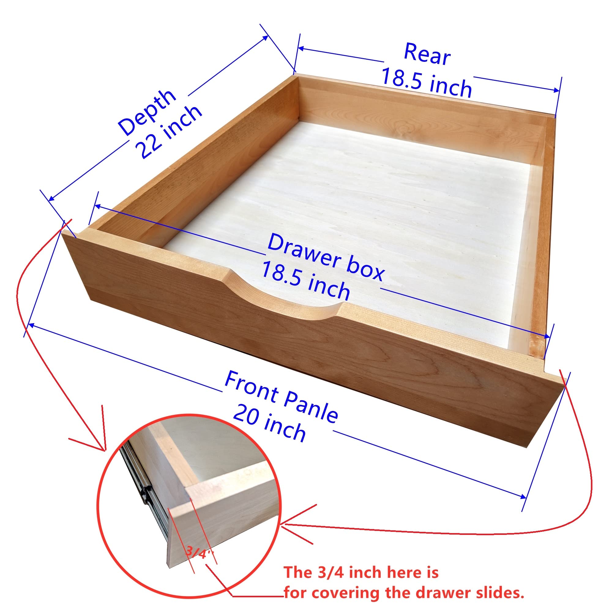 ELYSIAN 20'' Bottom Mount Soft Close Drawer Fully Assembled Wooden Drawer Organizer, Pull Out Under Cabinet Sliding Shelf Kitchen Pull Out Organizer Drawer Roll Out Wood Storage Cooking utensil drawer