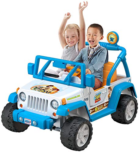 Power Wheels Disney Pixar Toy Story Jeep Wrangler, 12V battery-powered ride-on vehicle for preschool kids ages 3-7 years