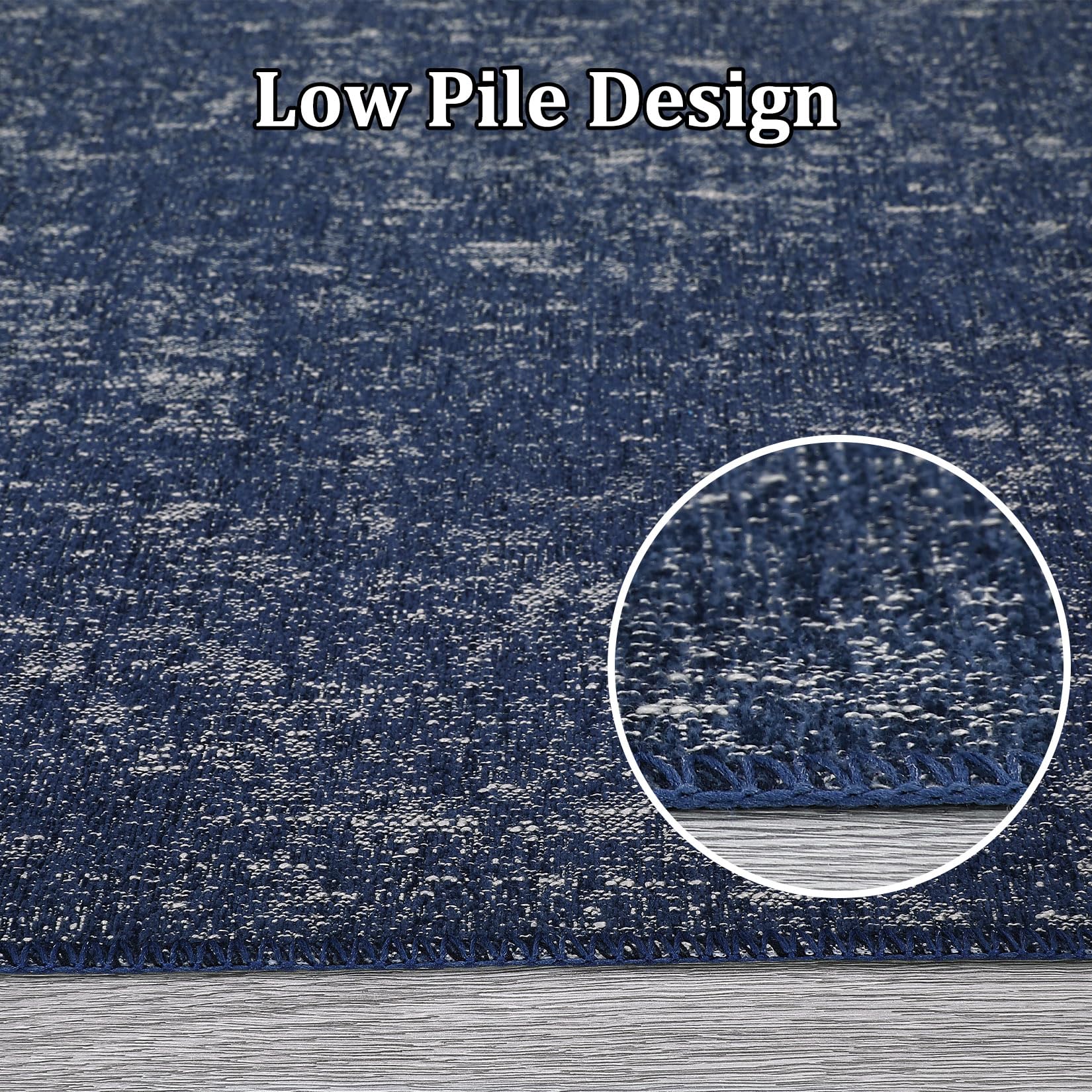 LUXLOOM Washable Runner Rug 2x6 Entryway Rug Modern Non Slip Kitchen Rugs Bathroom Rugs Solid Navy Blue Rugs for Bedroom Throw Rugs Chenille Stain Resistant Carpet for Laundry Hallway 2'x6' Navy Blue