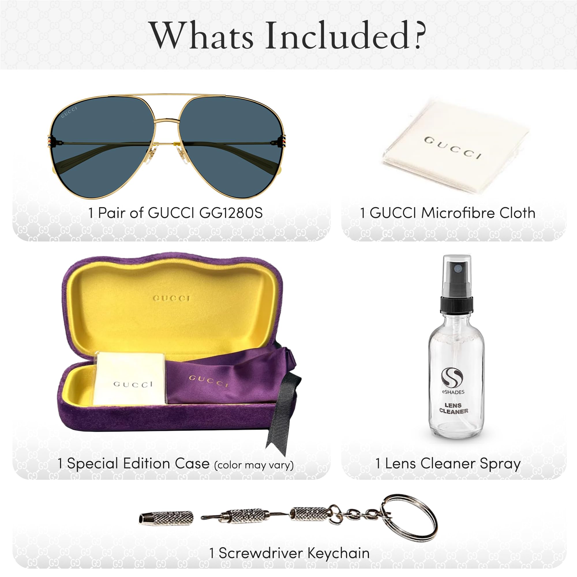 Gucci GG1280S Designer Lightweight Metal Aviator Shape Sunglasses: Aviator Frame Eyewear with Non-Polarized Lenses - Epitome of Luxury and Style