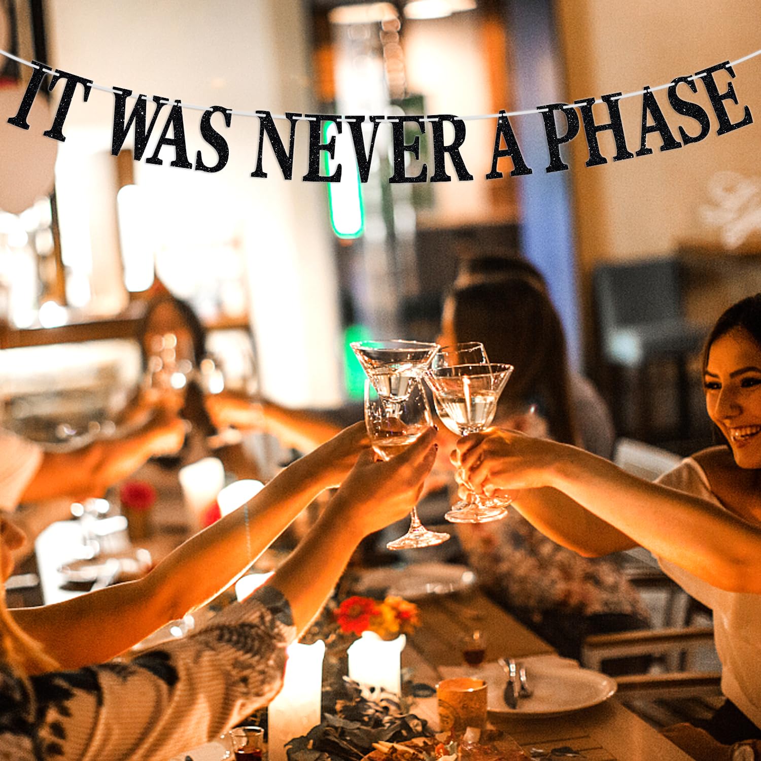 It Was Never a Phase Banner, Death to My Youth Bunting Sign, Funeral Birthday 30th 40th 50h 60th 70th 80th Birthday Party Decorations Supplies, Black Glitter