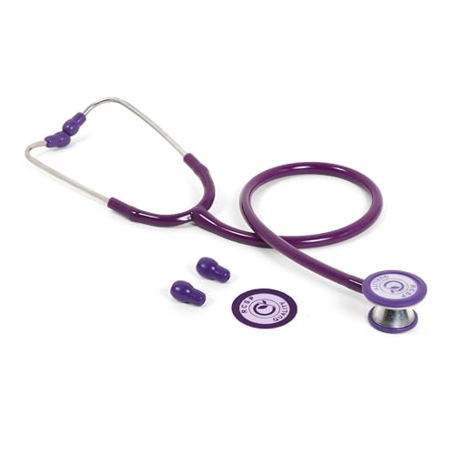 RCSP Dual Head Stethoscope For Doctors And Medical Student, Pediatric And Adult Stethoscope, light weight Alluminium Chest Piece with Flexible Jointless Tube & Soft Sealing Ear Knobs (PURPLE)