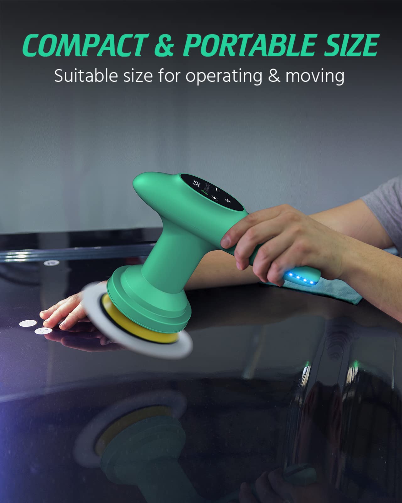 Cordless Car Polisher, 4inch 2500-6000 RPM Orbital Polisher with 8 Pads, Aihand Lightweight Micro Cordless Buffer with Polish/Paste Wax for Car Detailing/Waxing, 6 Speeds, 12V with LCD Display
