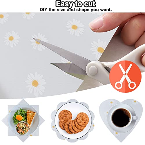 Shelf Liners for Kitchen Cabinet, Waterproof Drawer Liner for Bathroom, Refragerator Mats Sink Liner No Slip Cupboard Mats Non Adhesive EVA Place Mats Roll - Clear Daisy 12"ร236.2"