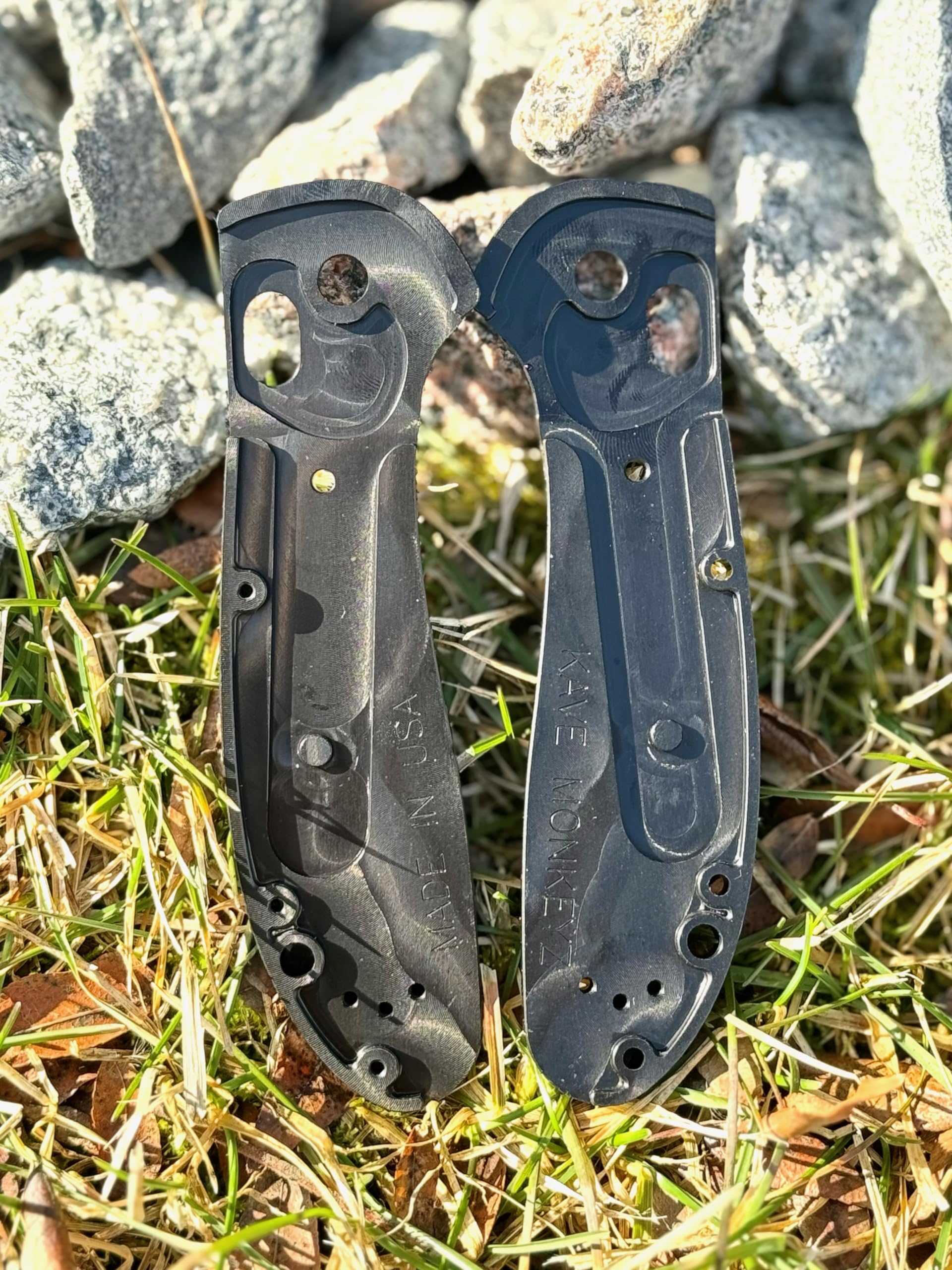 Generic Black Anodized Honeycomb Billet Aluminum Tritilian Design Scales Full Size Griptilian Custom Knife Handle, Knife Scales, EDC
