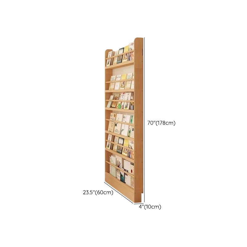LITFAD Modern Vertical Bookcase with Shelves Solid Wood Home Bookshelf Living Room Storage Shelves Natural - 24" L x 4" W x 70" H