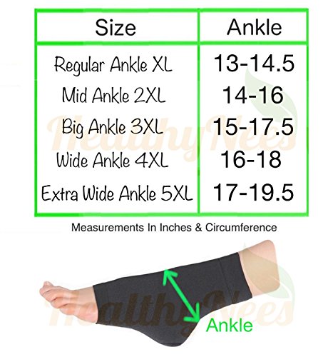 HealthyNees Extra Wide Ankle Big Feet 20-30 mmHg Compression Swelling Foot Pain Circulation Plus Size Sock Open Toe Sleeve (Black, Extra Wide Ankle 5XL)