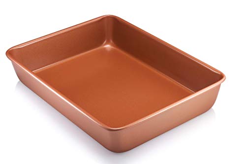 Gotham Steel Ultra Nonstick Rectangular Baking Pan, Dishwasher Safe Oven Pan & Cake Pan with No Warp & Even Heating Technology, Oven & Metal Utensil Safe Brownie Pan & Cake Baking Pan ā 9āx13ā