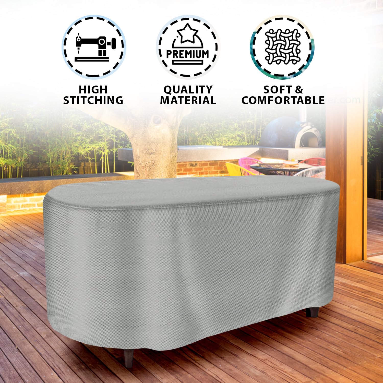Patio Large Waterproof Oval Table Cover - Outdoor Patio Table Washable - Heavy Duty Furniture 84X42X28 Inch Oval Table Cover