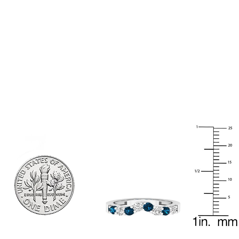 Dazzlingrock Collection 0.50 Carat (ctw) 14K Blue & White Diamond Wedding Band Guard Ring 1/2 CT, White Gold, Size 6.5