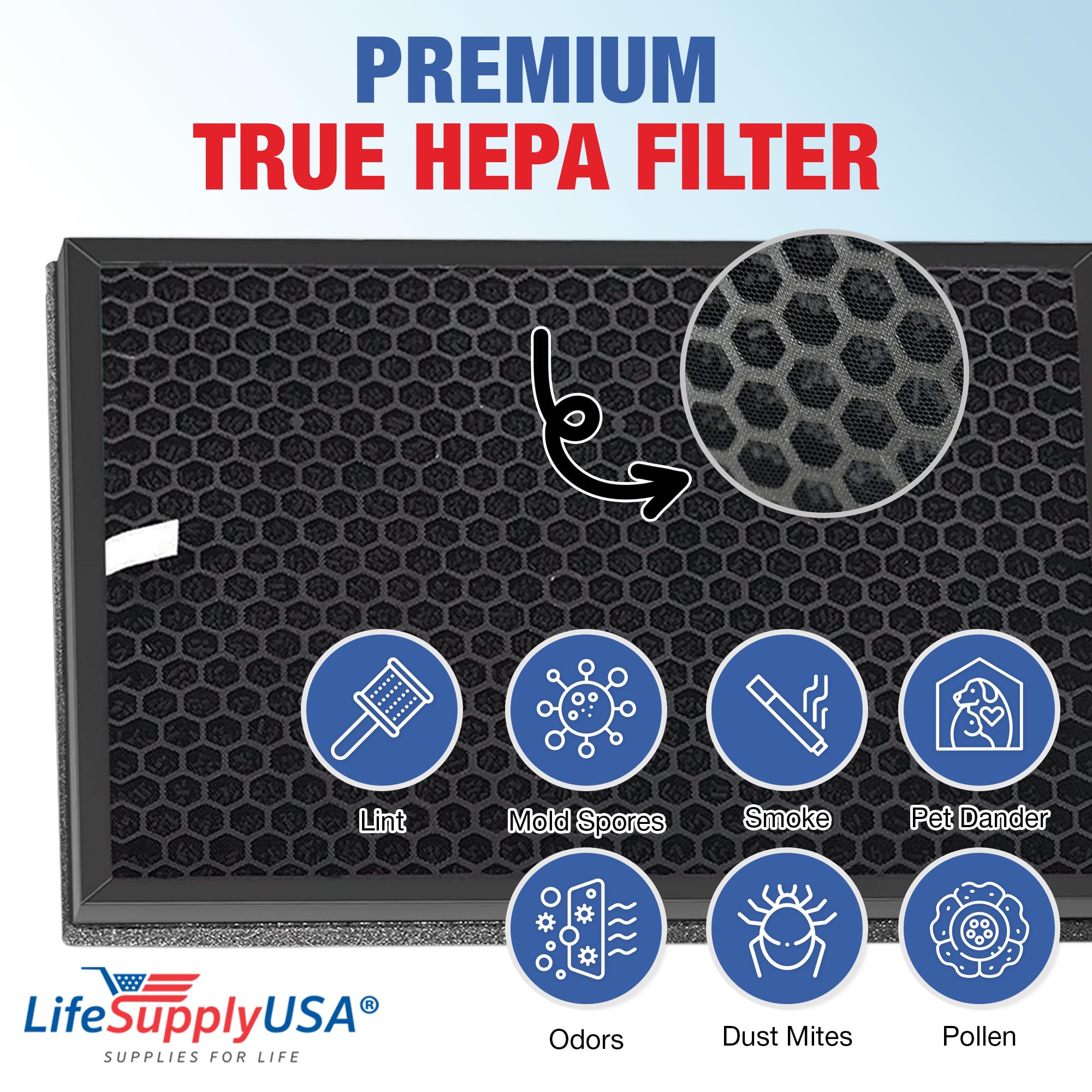 True HEPA Air Cleaner Filter Replacement Compatible with AIRMEGA Max 2 Air Cleaner 400/400S 3111735 by LifeSupplyUSA
