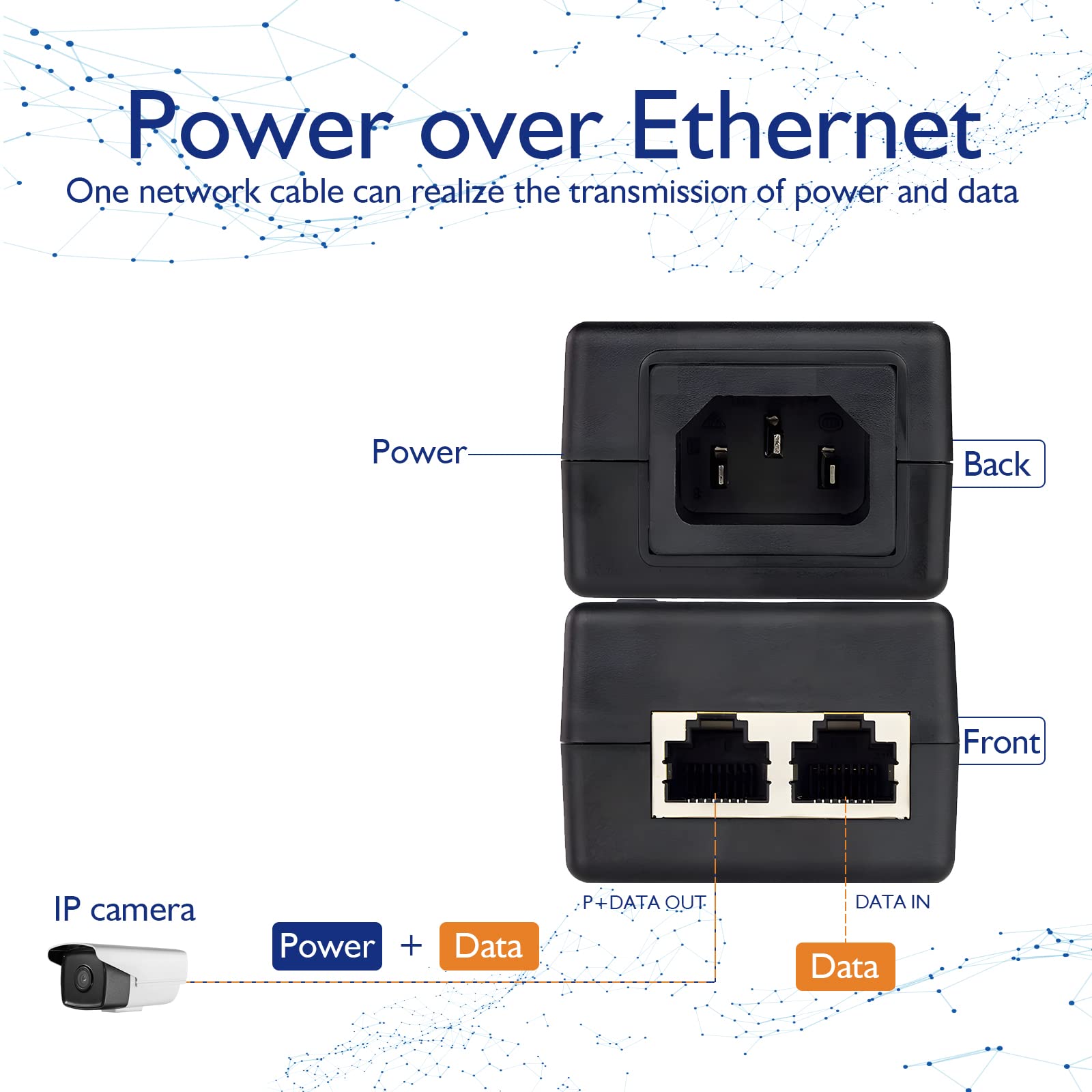 Gigabit PoE+ Injector Ethernet Adapter,10/100/1000Mbps, RJ45 30W, IEEE 802.3af/at Compliant, Up to 328 Feet,Plug & Play