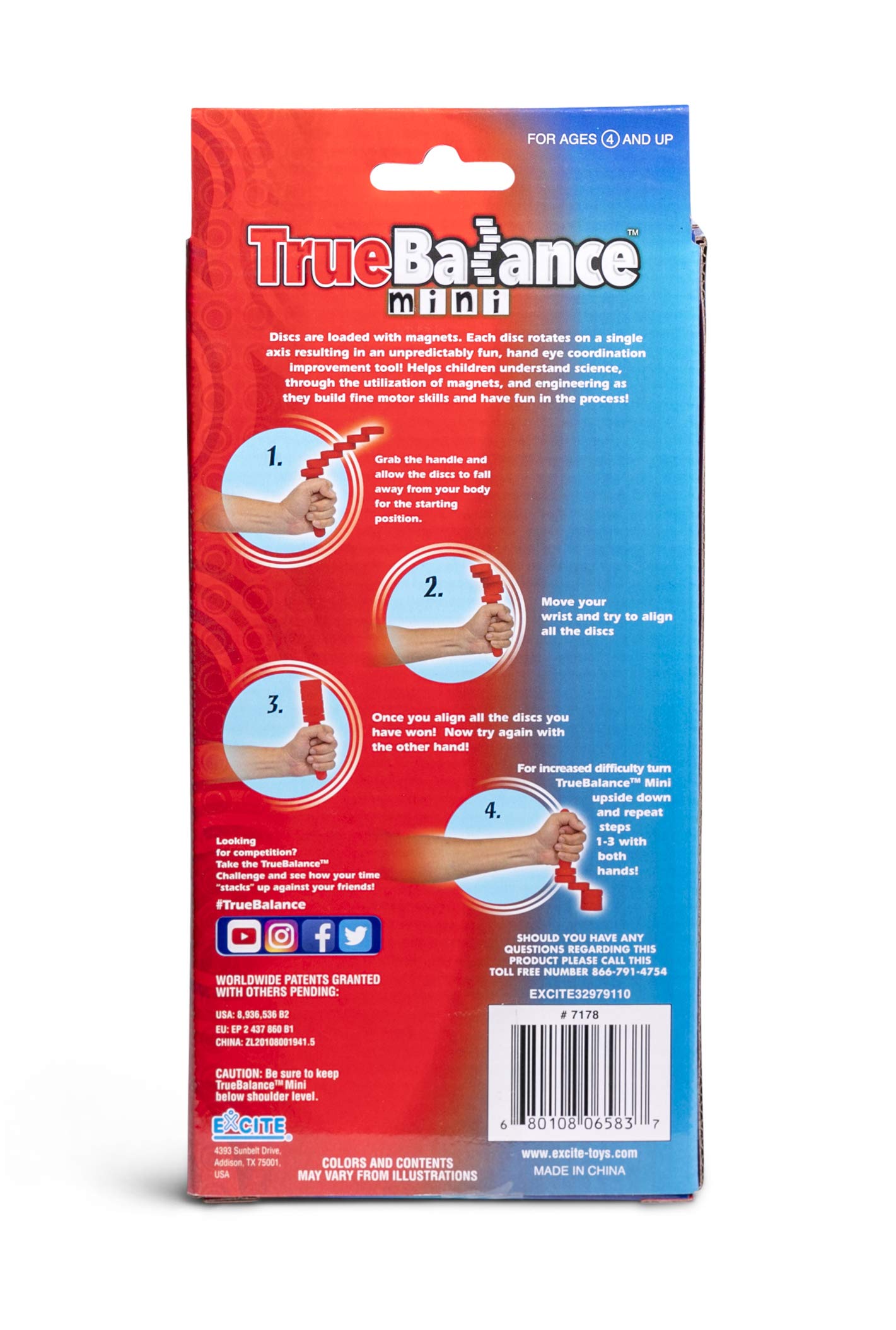 TrueBalance Coordination Game Balance Toy For Adults and Kids | Improves Fine Motor Skills (Mini Blue)