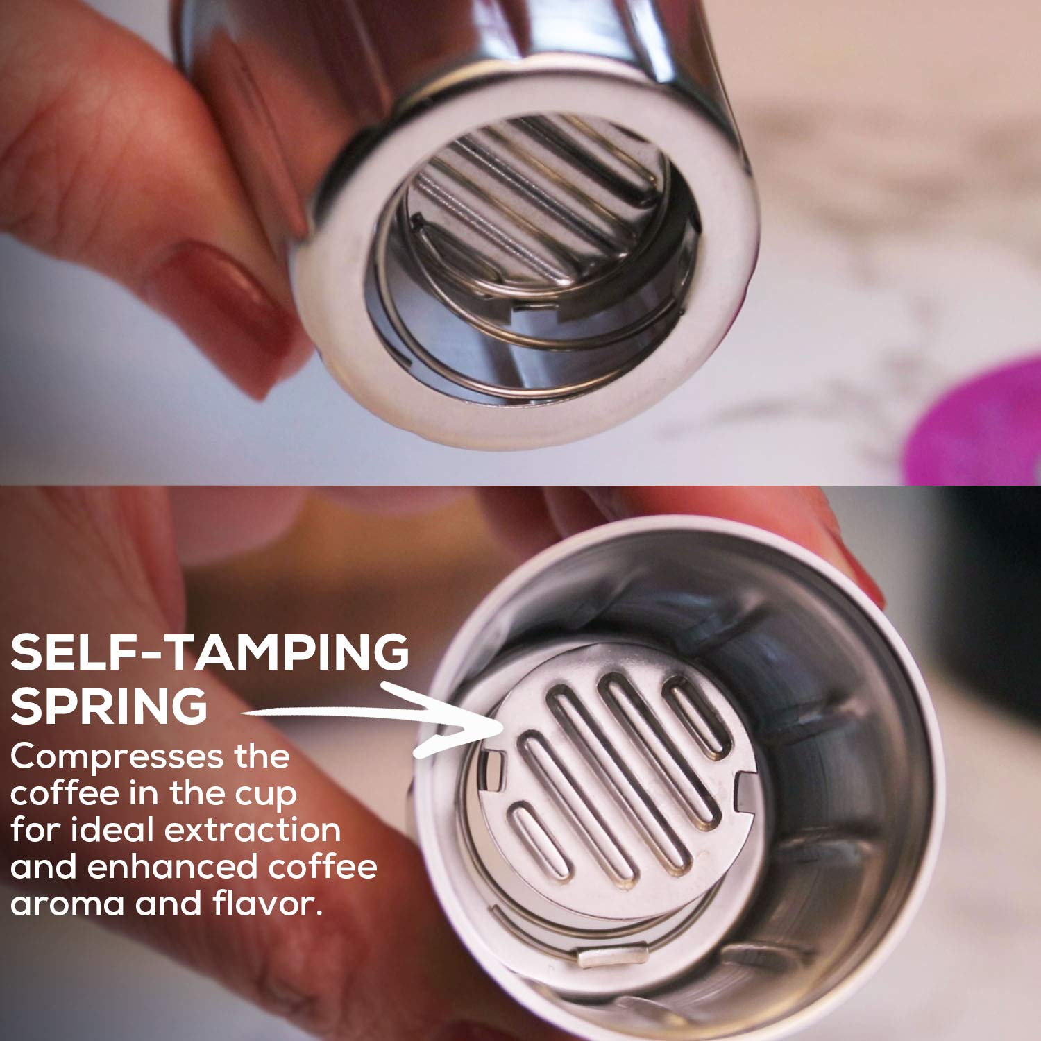 EZ-Cup Stainless Steel Reusable K Cup Coffee Pod for Keurig + 25 Disposable Paper Filters - Refillable Capsule Compatible with Keurig 1.0 2.0 K-Slim K-Mini Plus K-Duo K-Series & Other Select Models