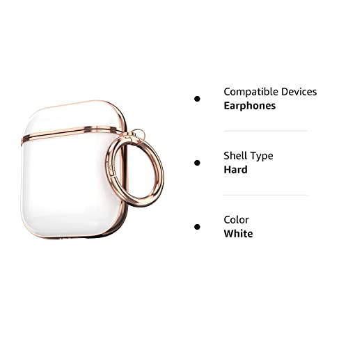 Maxjoy for AirPods Case Cover, Cute Hard Air Pod Case for Women Men Protective Shockproof iPod Cover with Keychain Compatible with Apple AirPods 2nd 1st Generation Charging Case 2&1, White
