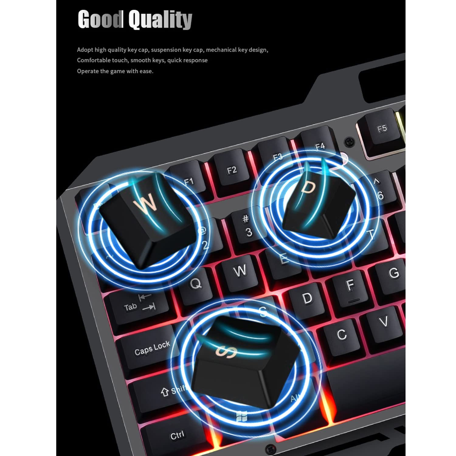 EXHNLE RGB Rainbow Gaming Keyboard and Mouse Combo, Backlit Computer Keyboard with Gaming Mouse, USB Wired Set for PC Gamer Laptop Work